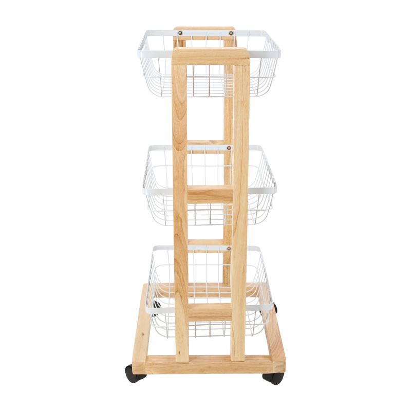 Verdulero 3 Niveles con Ruedas Metal, Madera de Caucho - Casaideas Colombia
